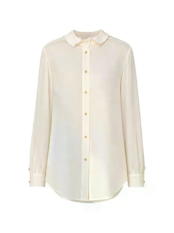 Alberta Ferretti Rounded-tip Collar Long-sleeved Shirt - White