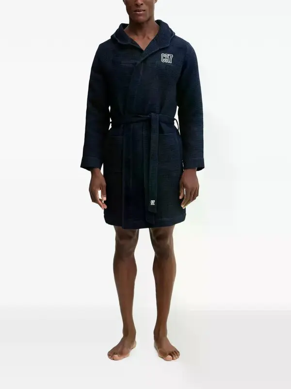 CR7 CRISTIANO RONALDO Waffle-knit Hooded Bath Robe