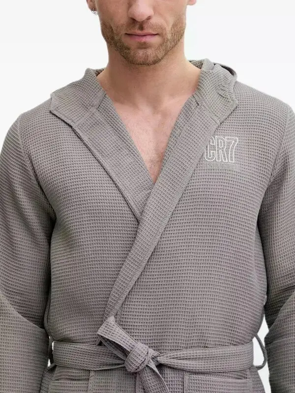 CR7 CRISTIANO RONALDO Waffle-knit Hooded Bath Robe
