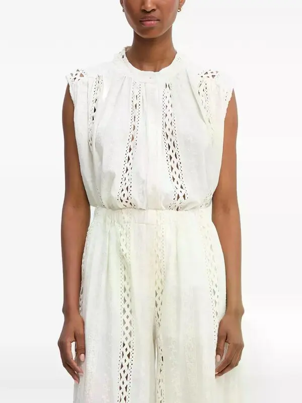 HAVEONE Broderie-anglaise Sleeveless Blouse