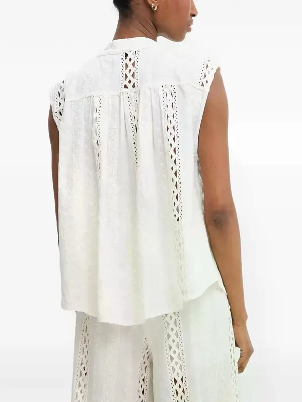 HAVEONE Broderie-anglaise Sleeveless Blouse