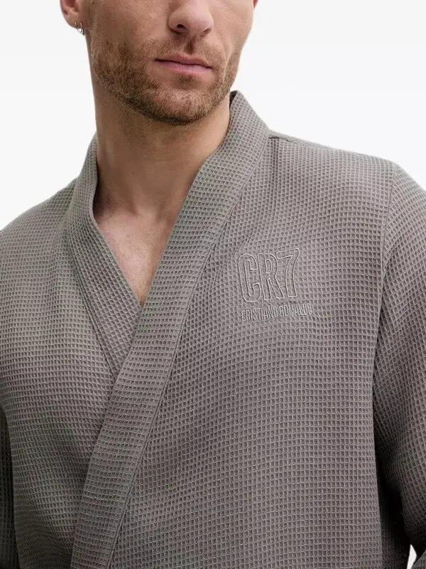 CR7 CRISTIANO RONALDO Waffle-effect Logo-embroidered Robe