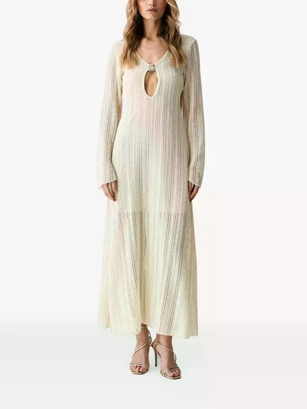 HAVEONE Pointelle Knit Maxi Dress With Cut-out Detail - Neutrals