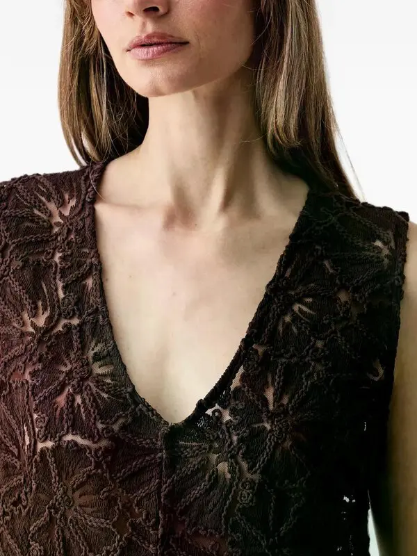 HAVEONE Floral-lace V-neck Top