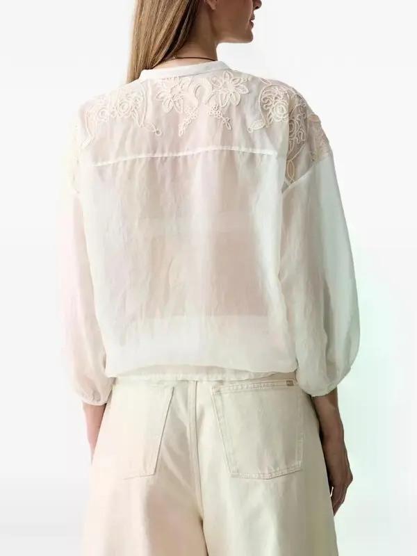 HAVEONE Embroidered Button-up Blouse