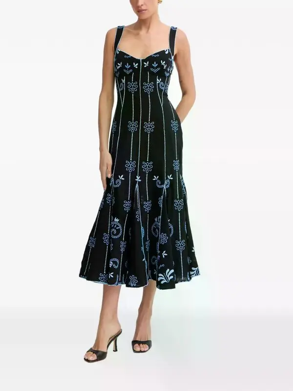 Charo Ruiz Ibiza Naia Embroidered Sleeveless Maxi Dress - Black
