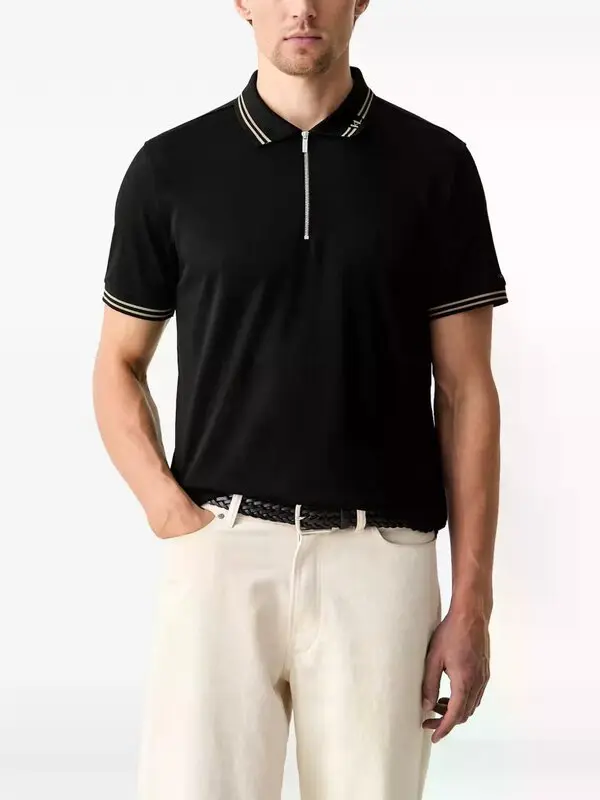 Karl Lagerfeld Zip-fastening Tipped Polo Shirt - Black