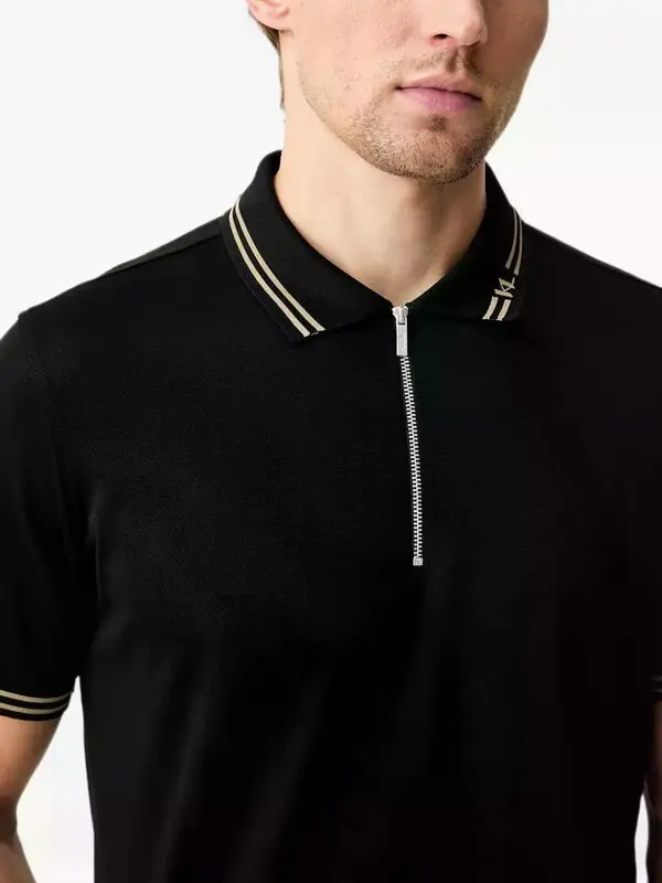 Karl Lagerfeld Zip-fastening Tipped Polo Shirt - Black