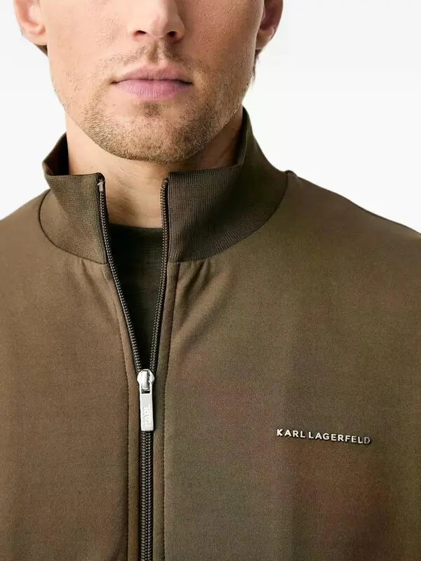 Karl Lagerfeld Logo Plaque Zip-up Sweatshirt
