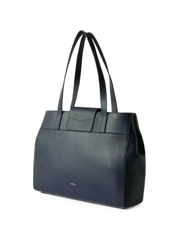 Furla Large Grained-leather Tote Bag - Blue