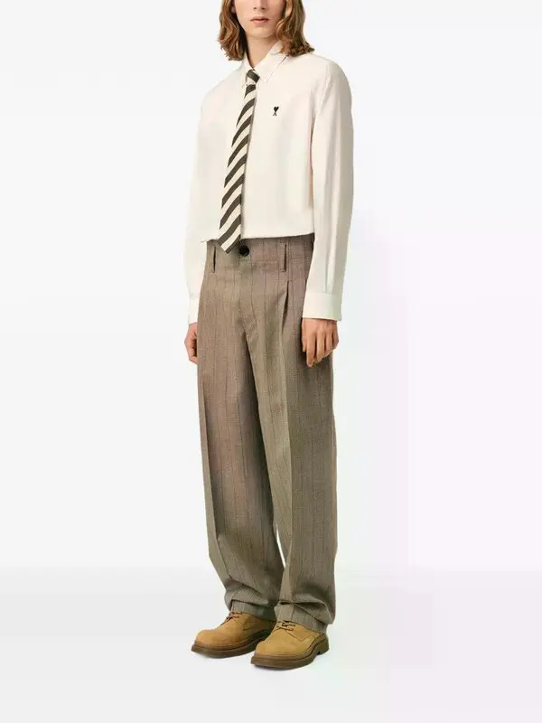AMI Paris Striped Wool Two-pleats Trousers