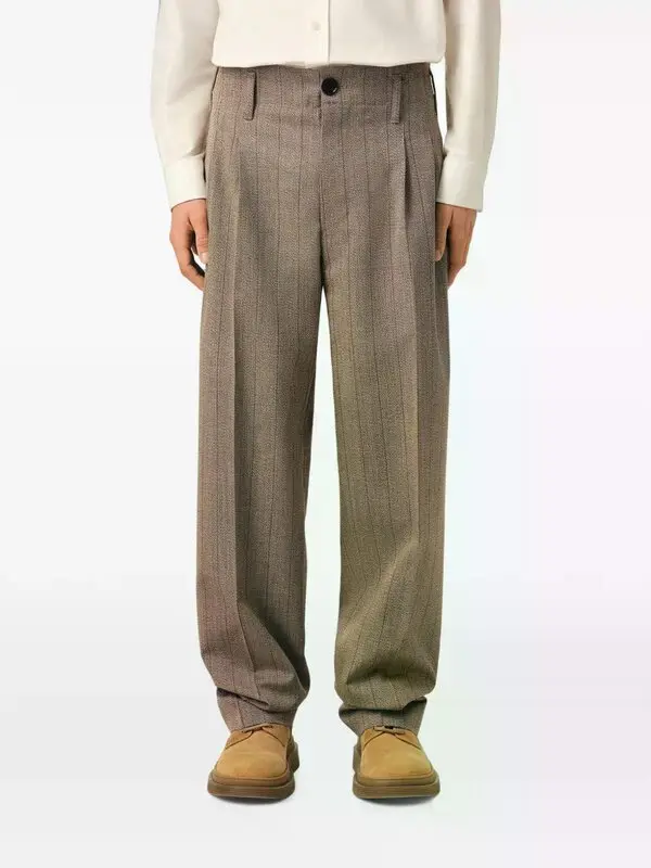 AMI Paris Striped Wool Two-pleats Trousers