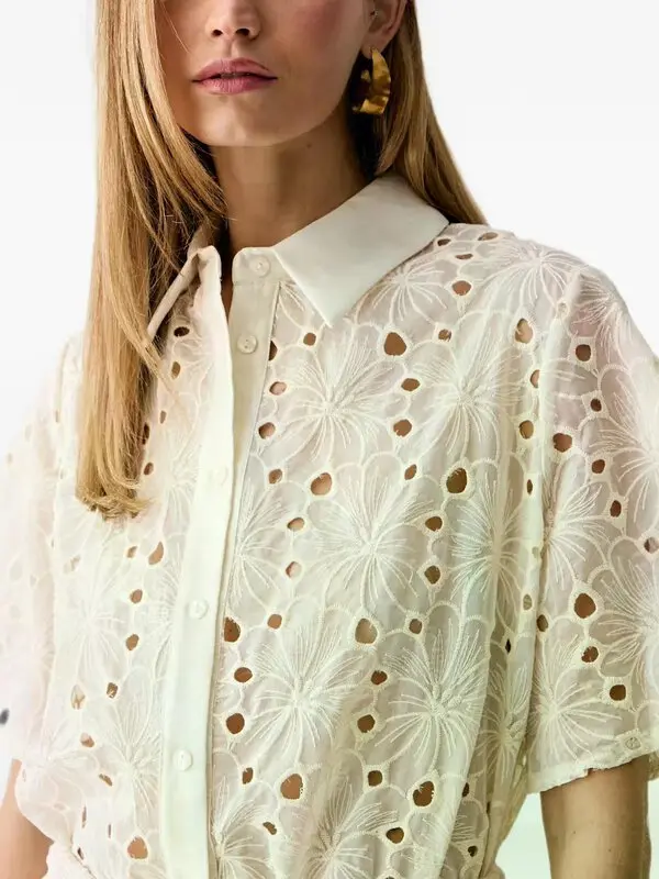 HAVEONE Broderie Anglaise Short-sleeve Shirt