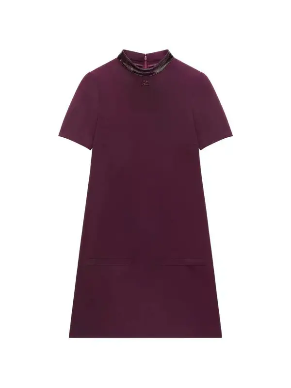 COURREGES Vinyl-collar A-line Mini Dress - Purple