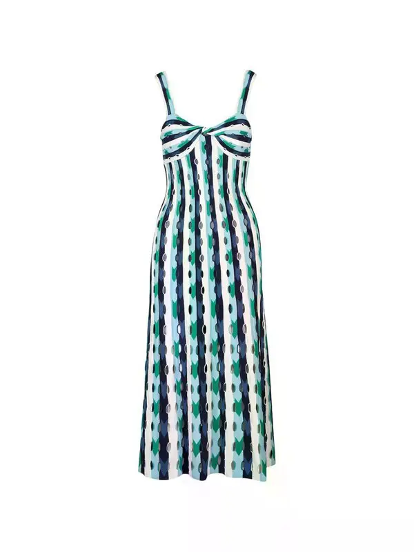 Simkhai Pointelle-knit Striped Maxi Dress - Green