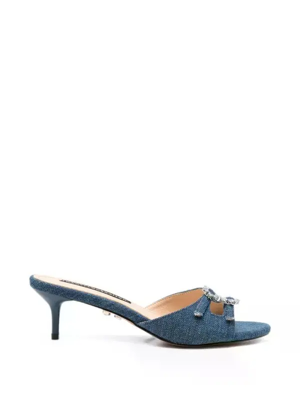 TWENTY FOURHAITCH Sabaudia Crystal-embellished Denim Sandals - Blue