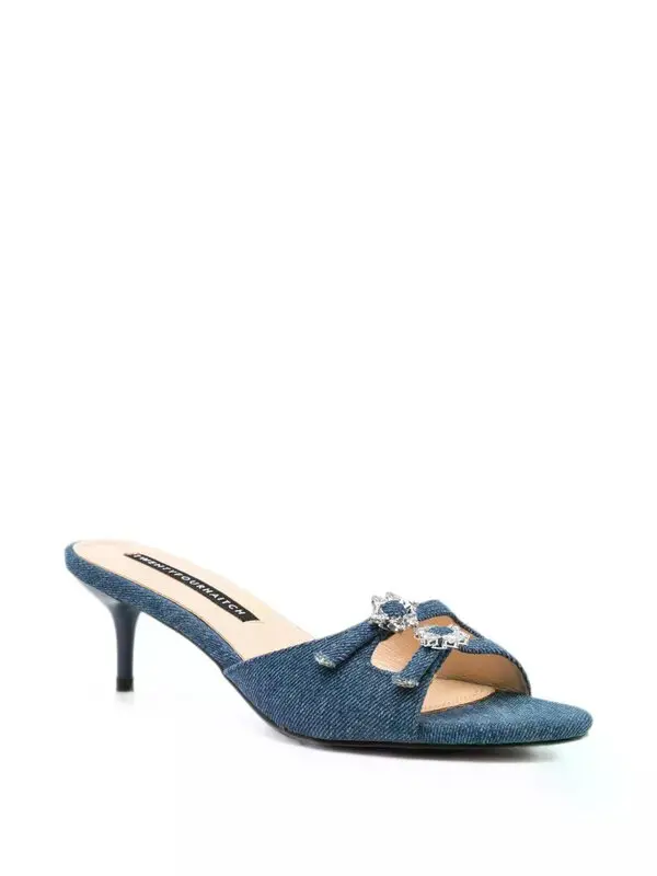 TWENTY FOURHAITCH Sabaudia Crystal-embellished Denim Kitten Heel Sandals