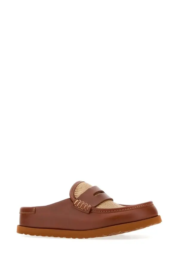 BIRKENSTOCK Two-tone Raffia And Nappa Leather Naples Slipper
