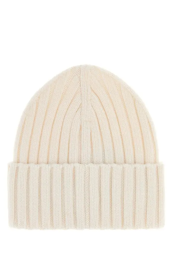 Moncler Ivory Wool Beanie Hat