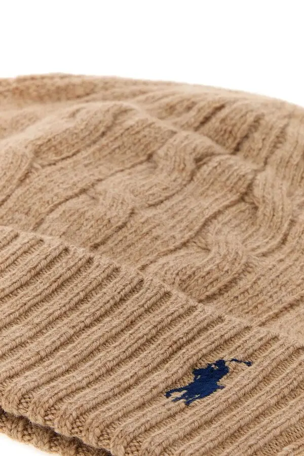 Polo Ralph Lauren Beige Wool Blend Beanie Hat