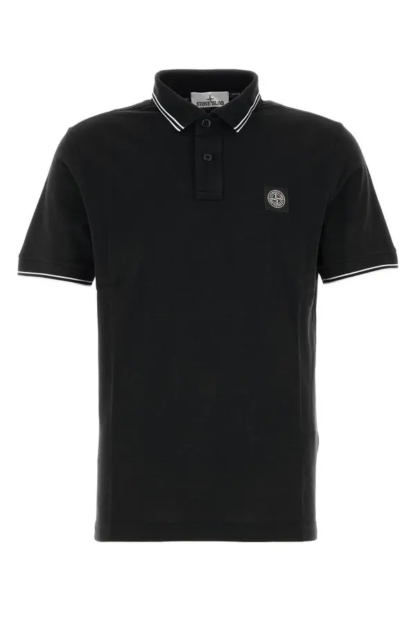 Stone Island Stretch Piquet Polo Shirt - Black