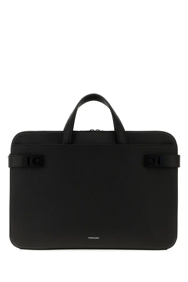 FERRAGAMO Leather Briefcase - Black