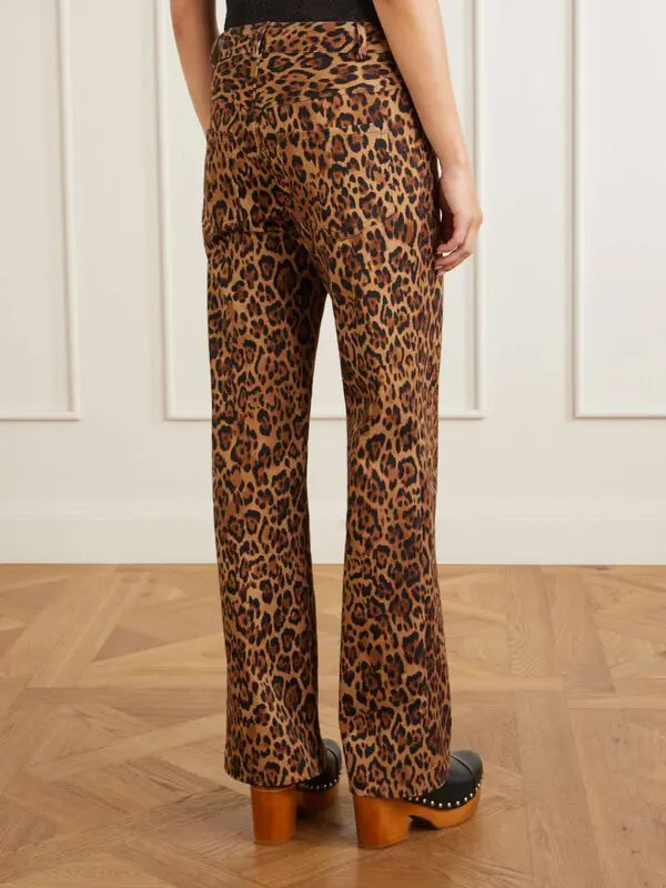 Anna Sui Animal-print Cotton-blend Wide-leg Pants