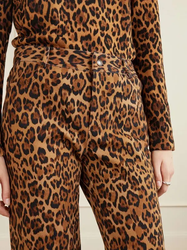 Anna Sui Animal-print Cotton-blend Wide-leg Pants
