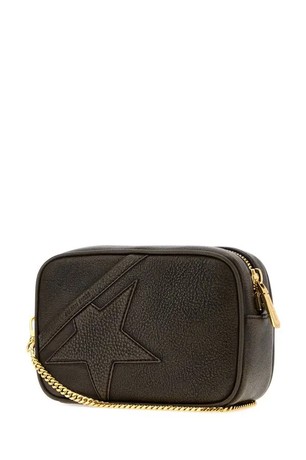 GOLDEN GOOSE Dark Leather Mini Crossbody Bag With Star Applique - Brown