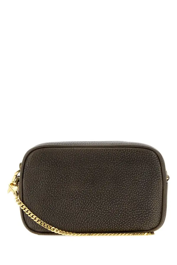 GOLDEN GOOSE Dark Leather Mini Crossbody Bag With Star Applique - Brown
