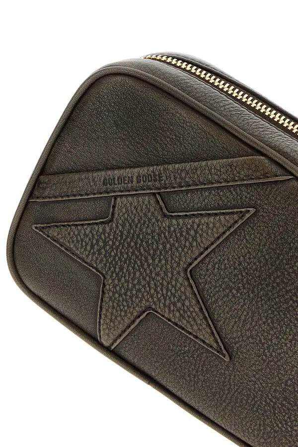 GOLDEN GOOSE Dark Leather Mini Crossbody Bag With Star Applique - Brown
