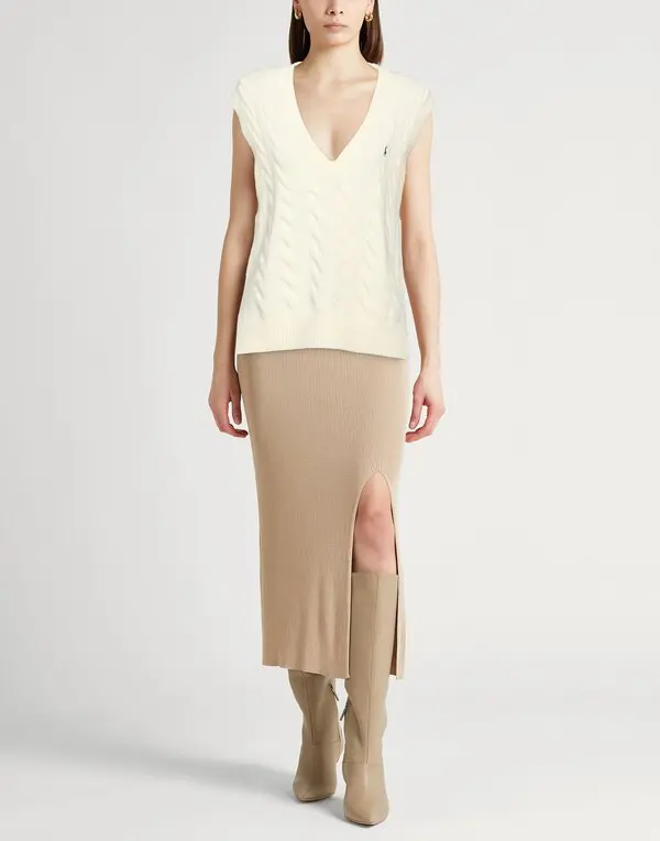 Polo Ralph Lauren Sleeveless Cable-knit Wool And Cashmere Sweater - White