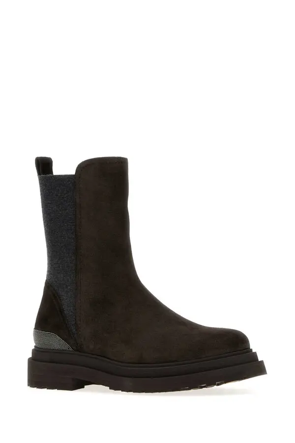 Brunello Cucinelli Suede Chelsea Boots - Brown