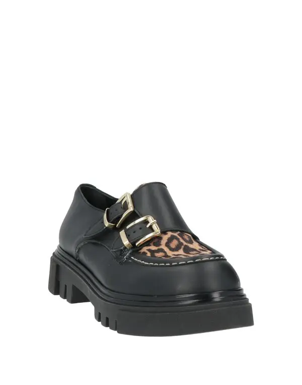 NILA & NILA Leather Loafers With Leopard Print Detail