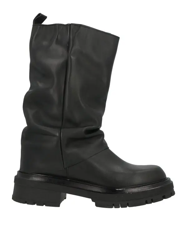 NILA & NILA Leather Gathered Round Toe Block Heel Boots