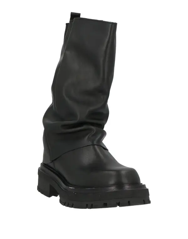 NILA & NILA Leather Gathered Round Toe Block Heel Boots
