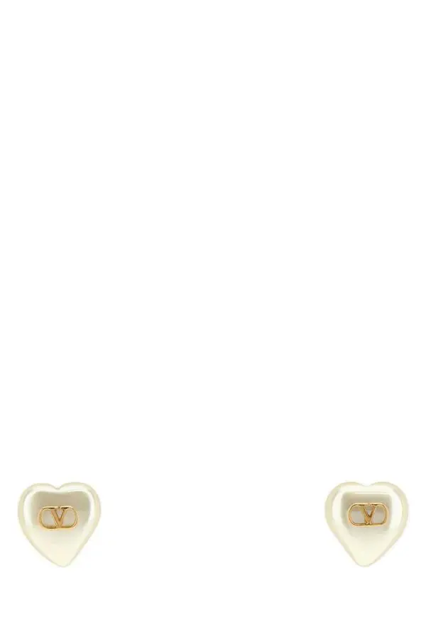 Valentino Garavani Metal Coeur Royal Earrings - White