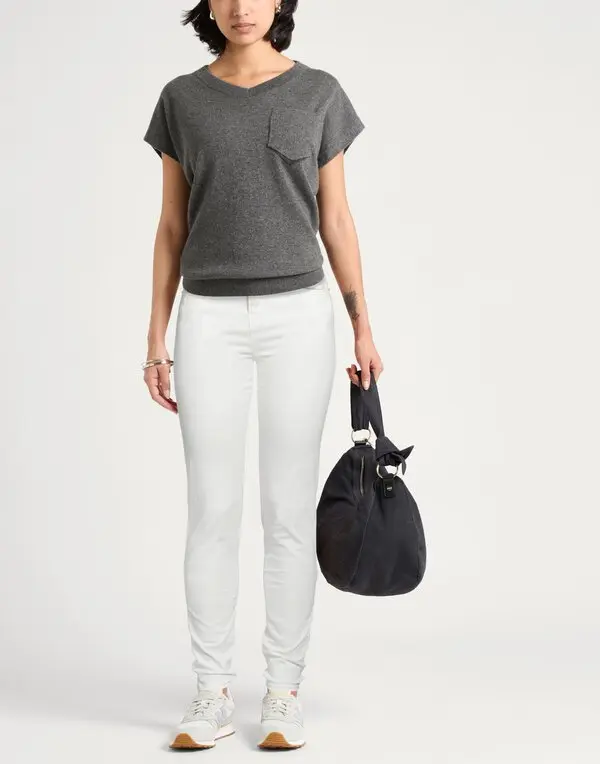 Emporio Armani Cotton, Viscose, And Elastane Skinny Fit Gabardine Pants - Off White