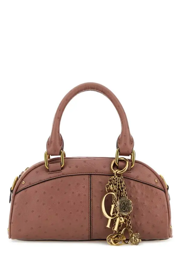 Chloé Antiqued Leather Bowling Handbag - Pink