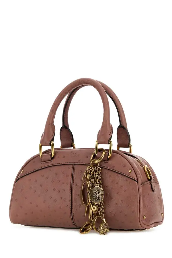 Chloé Antiqued Leather Bowling Handbag - Pink