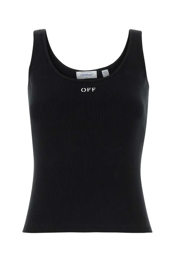 Off-White Stretch Cotton Ribbed Tank Top