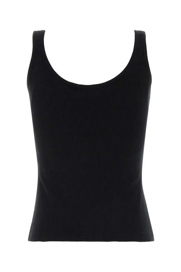 Off-White Stretch Cotton Ribbed Tank Top