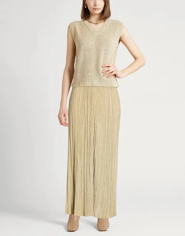 Herno Pleated Metallic Knit Midi Skirt