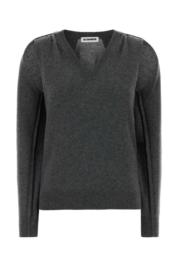 JIL SANDER Dark Grey Cashmere Sweater - Gray