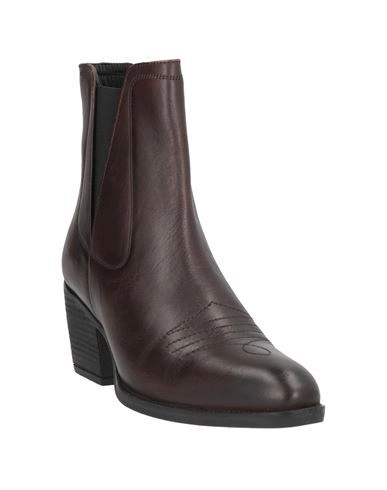 CAFÈNOIR Dark Leather Embroidered Ankle Boots