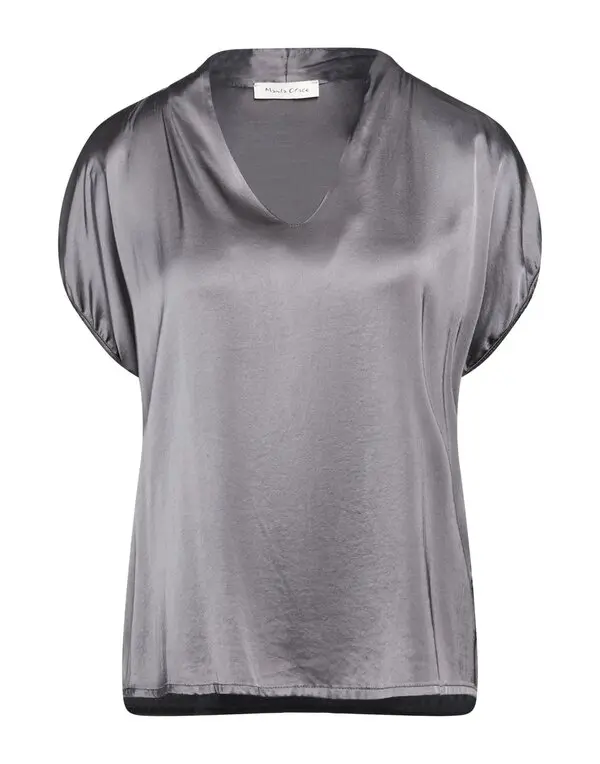 MANILA GRACE V-neck T-shirt In Satin