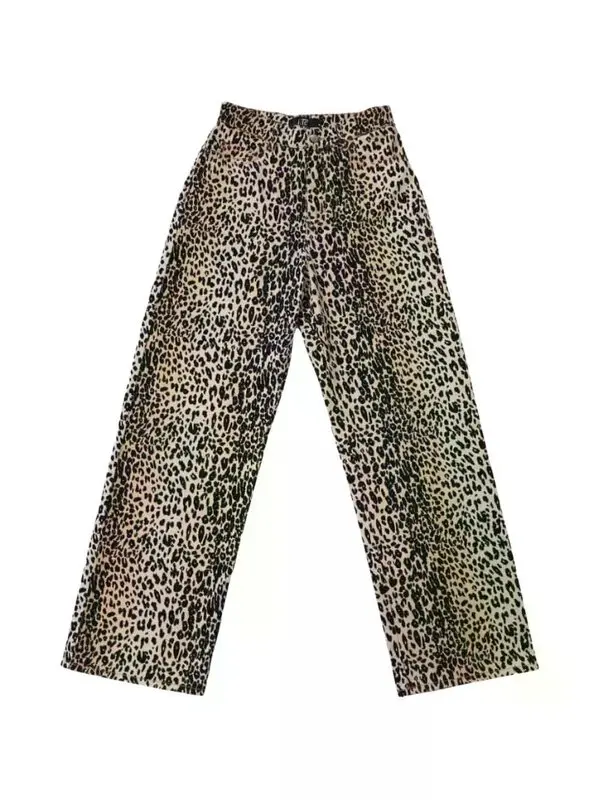 HTC LOS ANGELES Leopard-print Wide-leg Jeans - Neutrals