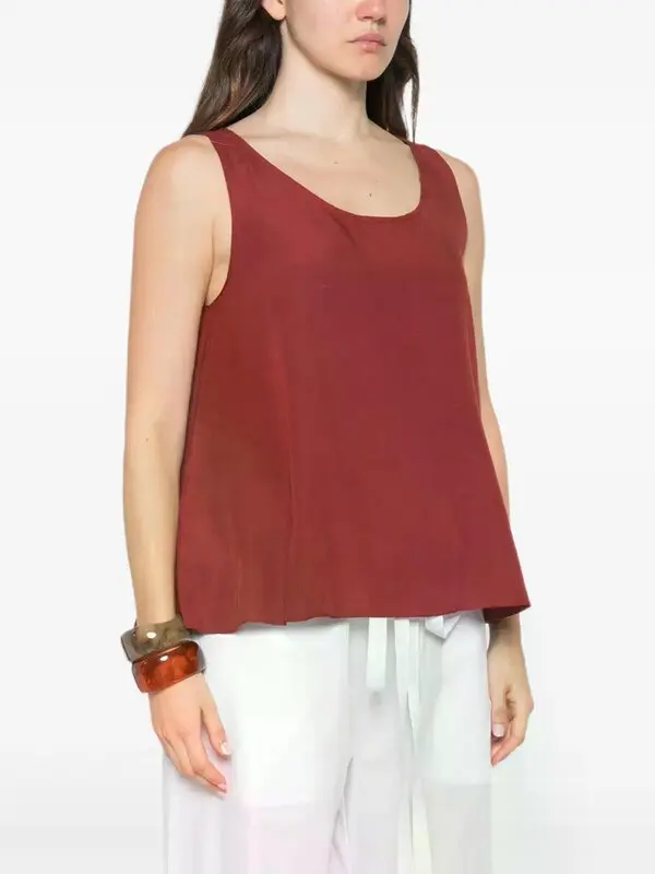 MOUTAKI Sleeveless Scoop Neck Blouse - Red