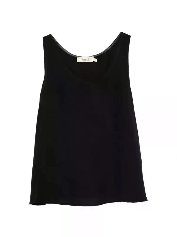 MOUTAKI Scoop Neck Sleeveless Blouse - Black