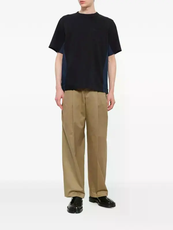 Sacai Denim-panelled Cotton-jersey T-shirt